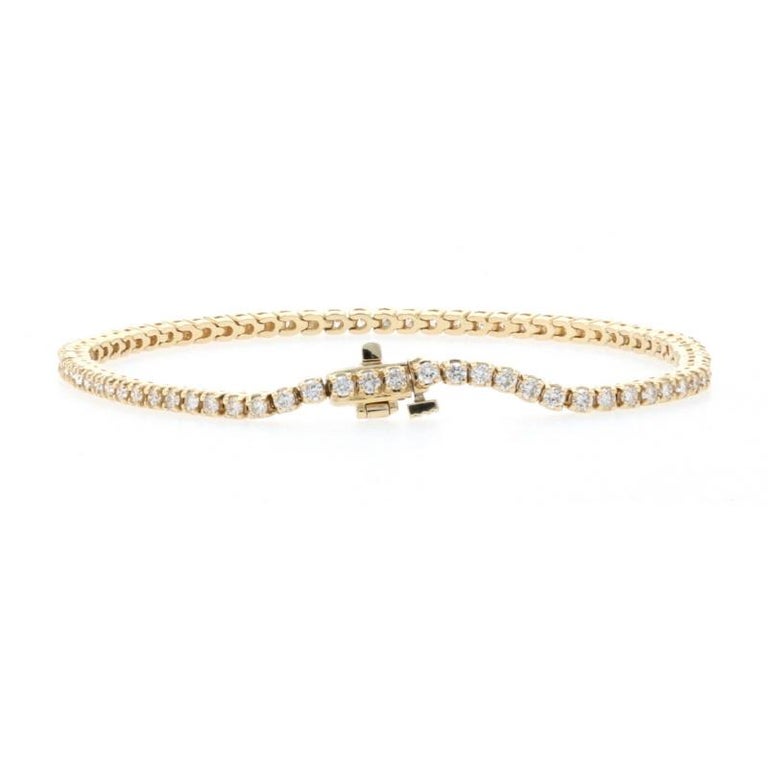 Yellow Gold Diamond Tennis Bracelet, 14k Round Brilliant Cut 2.00ctw For Sale at 1stDibs