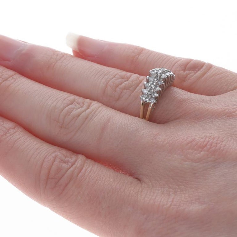 Yellow Gold Diamond Tiered Cluster Band 14k Round Brilliant .25ctw Ring ...