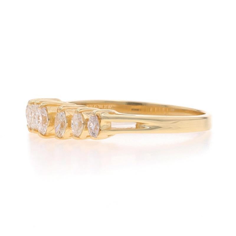 Yellow Gold Diamond Tiered Seven-Stone Band - 14k Marquise 1/4ctw Ring For Sale at 1stDibs