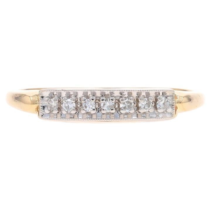 Yellow Gold Diamond Vintage Wedding Band - 14k Single Seven-Stone ...
