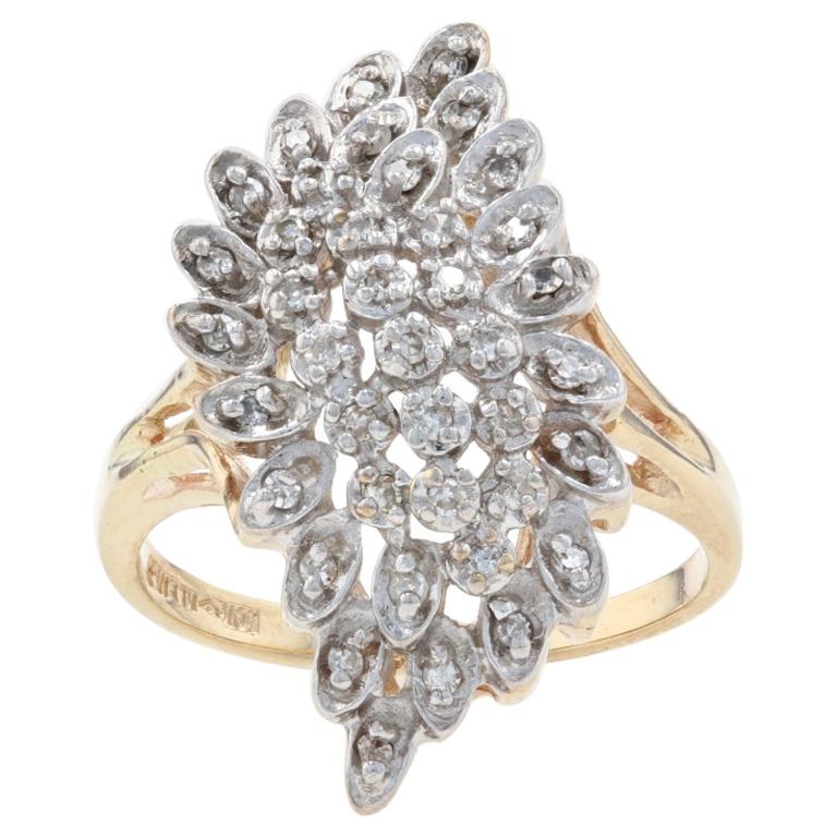 Customizable Yellow Gold Diamond Waterfall Cluster Bypass Ring, 10k ...