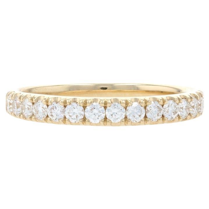 Yellow Gold Diamond Three-Stone Band - 18k Round .51ctw Wedding ...
