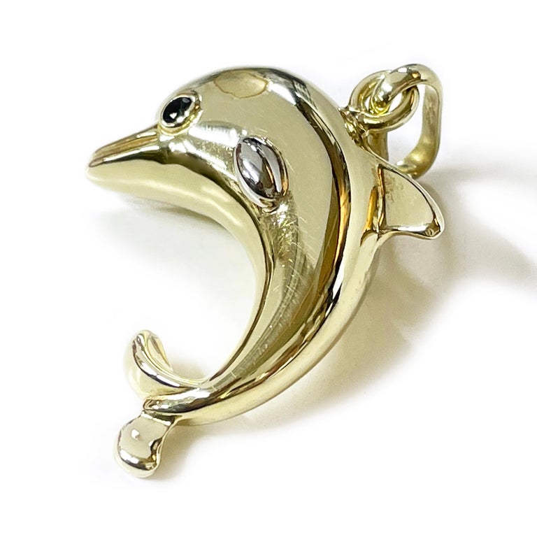 Yellow Gold Dolphin Pendant For Sale at 1stDibs