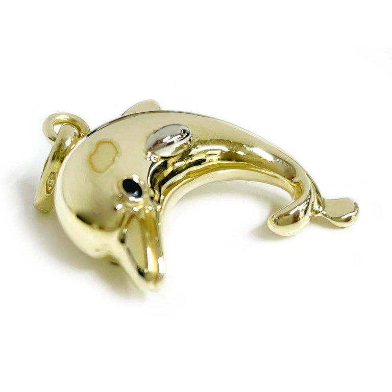 Yellow Gold Dolphin Pendant For Sale at 1stDibs