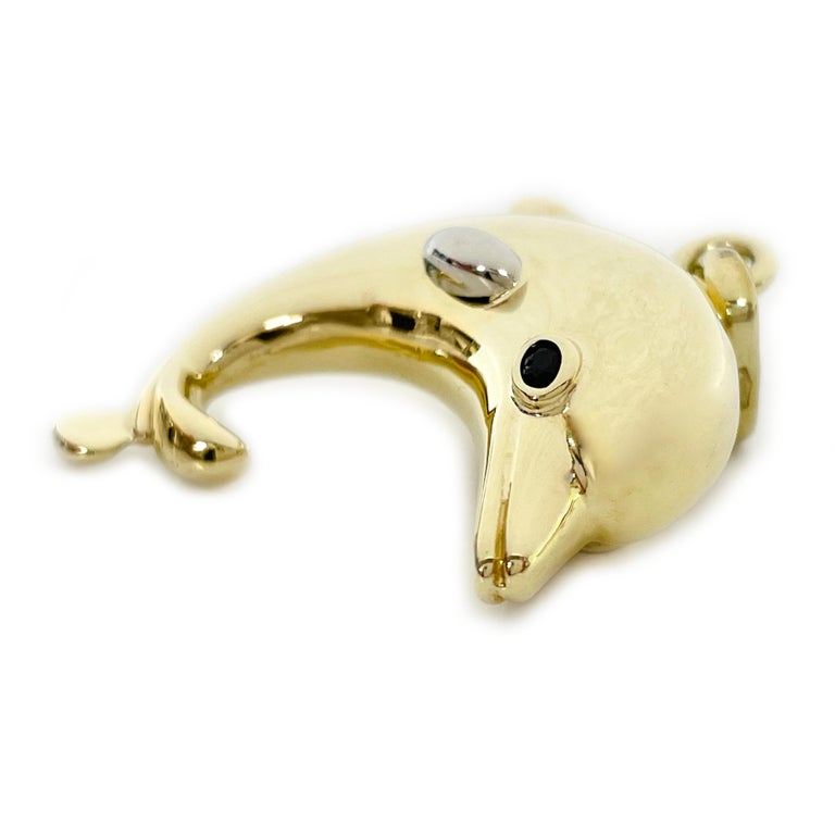 Yellow Gold Dolphin Pendant For Sale at 1stDibs