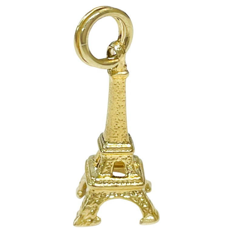 Yellow Gold Eiffel Tower Charm Pendant For Sale at 1stDibs