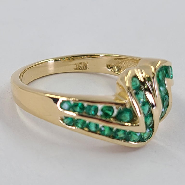 Yellow Gold Emerald Channel Ring For Sale at 1stDibs