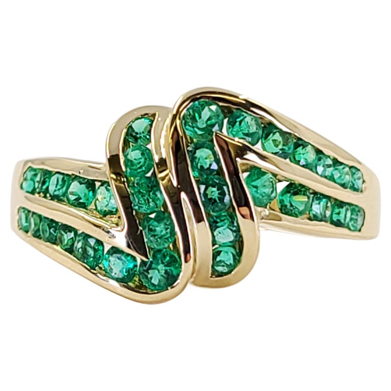 Yellow Gold Emerald Channel Ring For Sale at 1stDibs