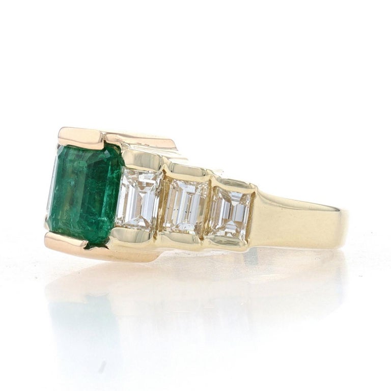 Yellow Gold Emerald and Diamond Ring 14k Emerald Cut 2.72ctw Tiered For ...