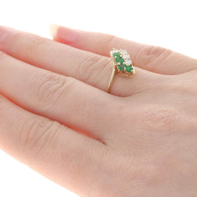 Customizable Yellow Gold Emerald and Diamond Waterfall Cluster Bypass ...