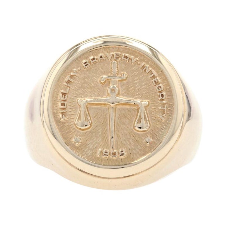Yellow Gold FBI 10 Year Service Ring, 10k Men's Signet For Sale at ...