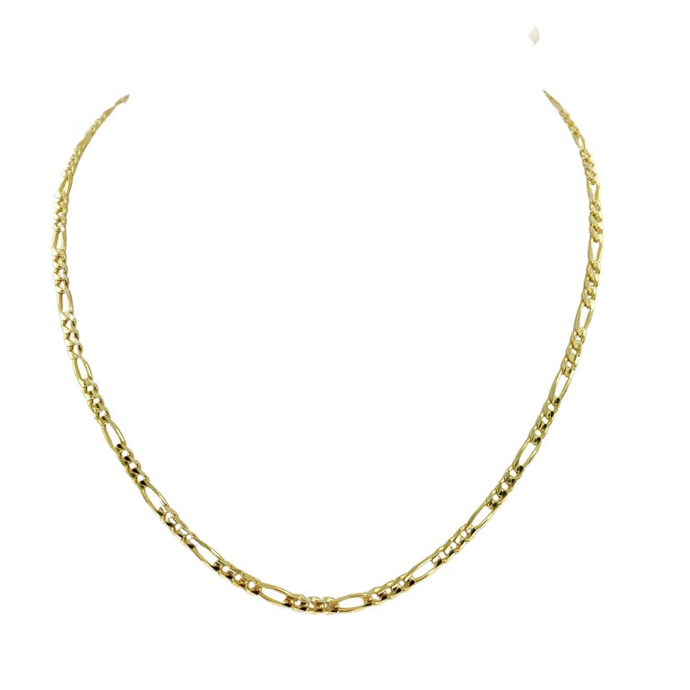 Yellow Gold Figaro Link Chain Necklace For Sale at 1stDibs