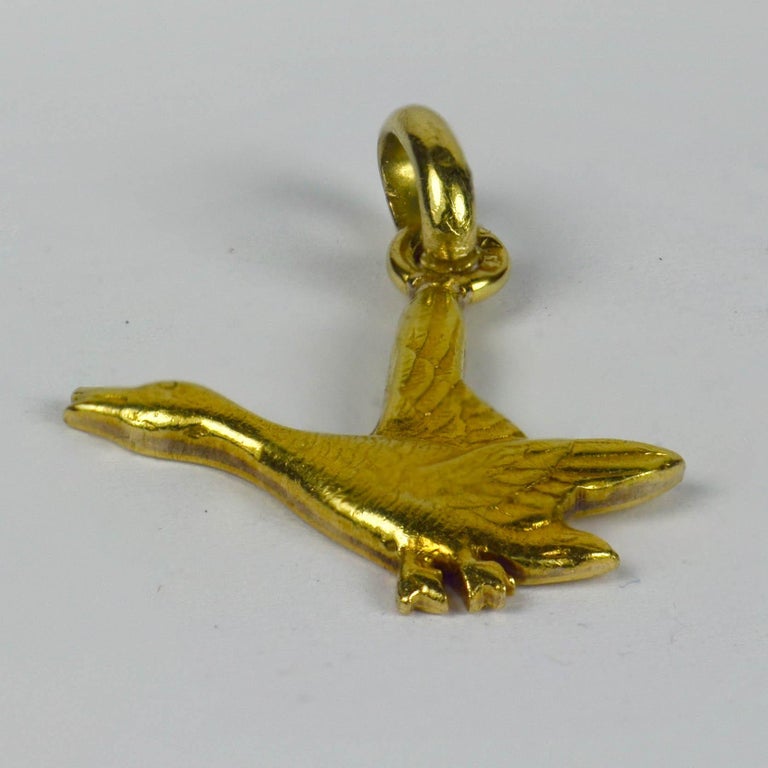 Yellow Gold Flying Mother Goose Charm Pendant at 1stDibs