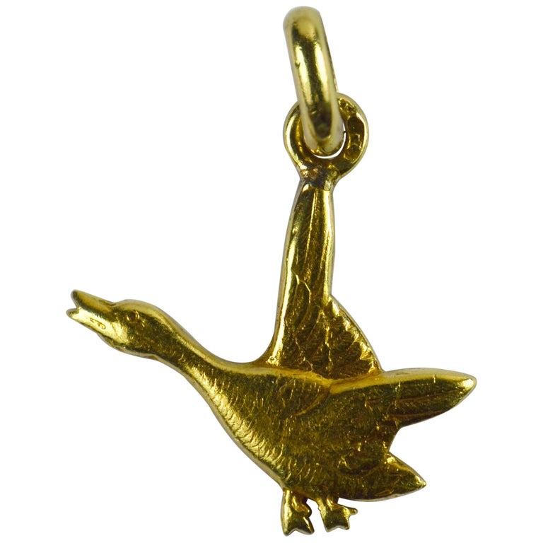 Yellow Gold Flying Mother Goose Charm Pendant at 1stDibs
