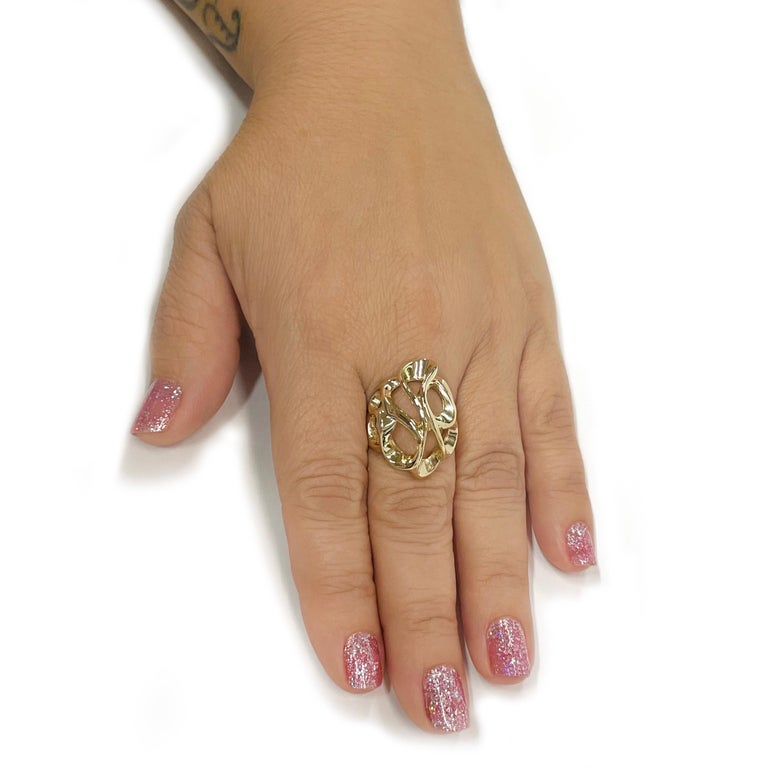 Yellow Gold Free Form Ribbon Ring For Sale at 1stDibs