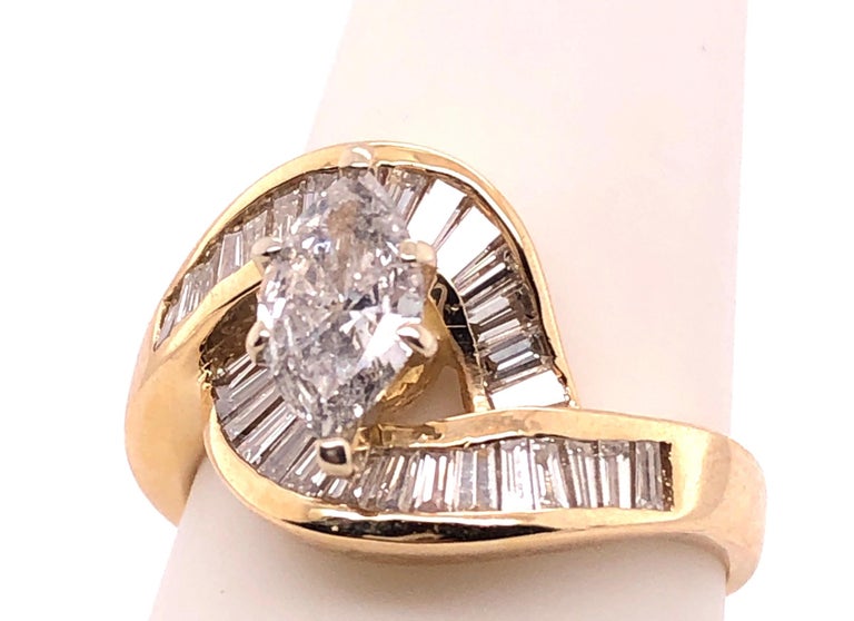 Yellow Gold Free Style Ring with Diamonds For Sale at 1stDibs