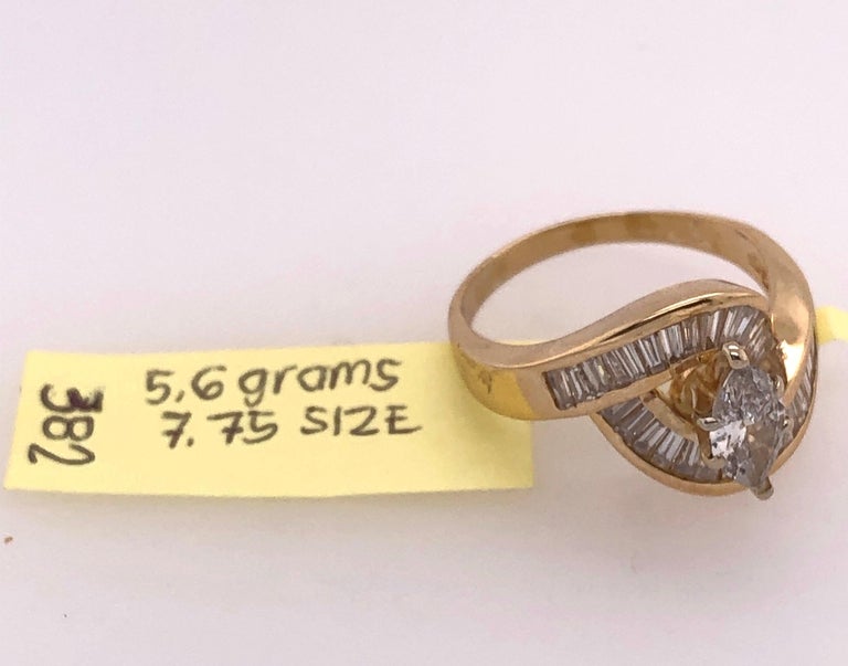Yellow Gold Free Style Ring with Diamonds For Sale at 1stDibs