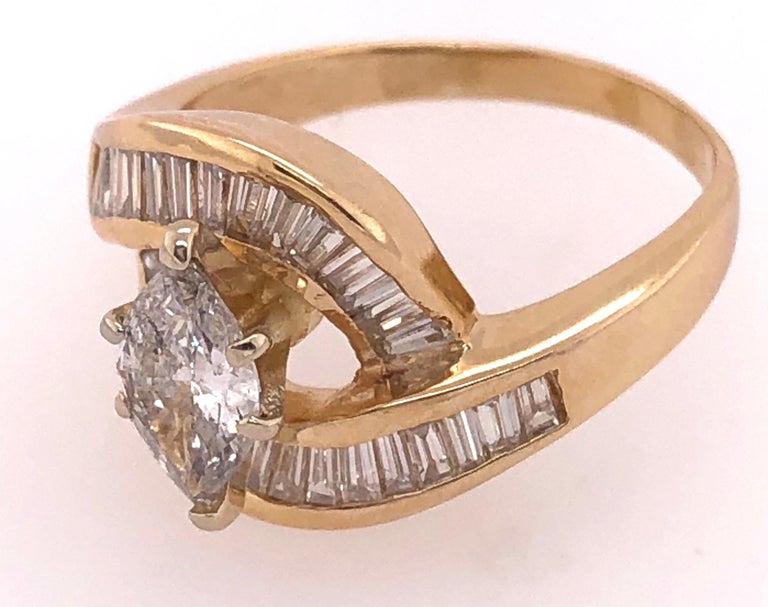Yellow Gold Free Style Ring with Diamonds For Sale at 1stDibs