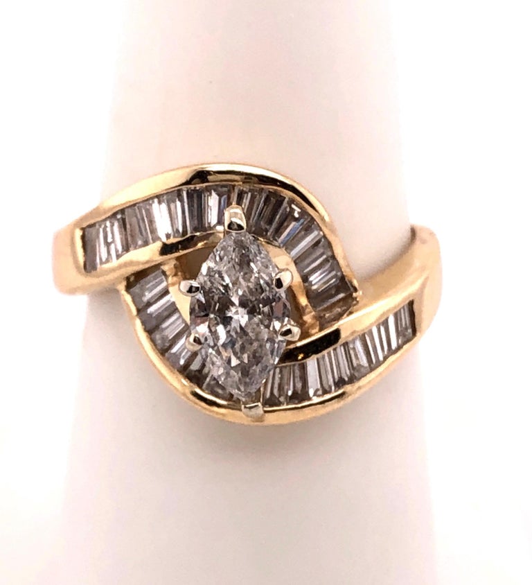Yellow Gold Free Style Ring with Diamonds For Sale at 1stDibs