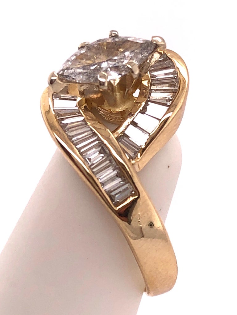 Yellow Gold Free Style Ring with Diamonds For Sale at 1stDibs