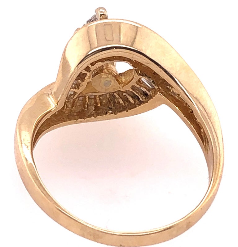 Yellow Gold Free Style Ring with Diamonds For Sale at 1stDibs