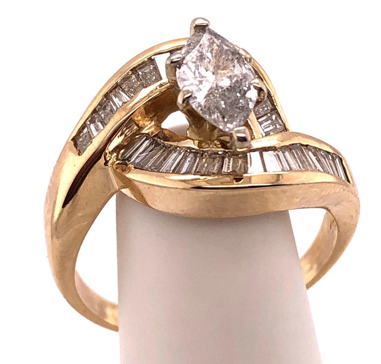 Yellow Gold Free Style Ring with Diamonds For Sale at 1stDibs