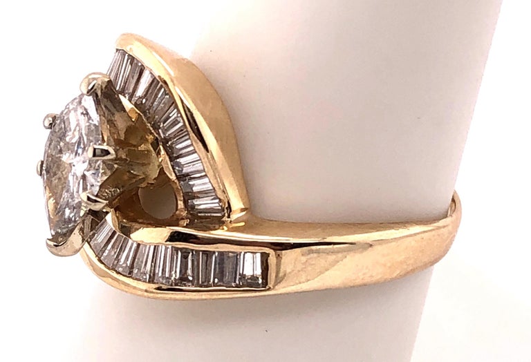 Yellow Gold Free Style Ring with Diamonds For Sale at 1stDibs