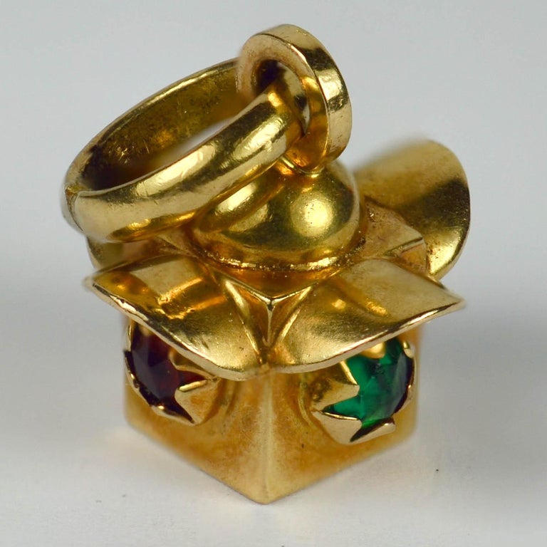 Yellow Gold Gem Set Stop Go Traffic Lights Charm Pendant at 1stDibs