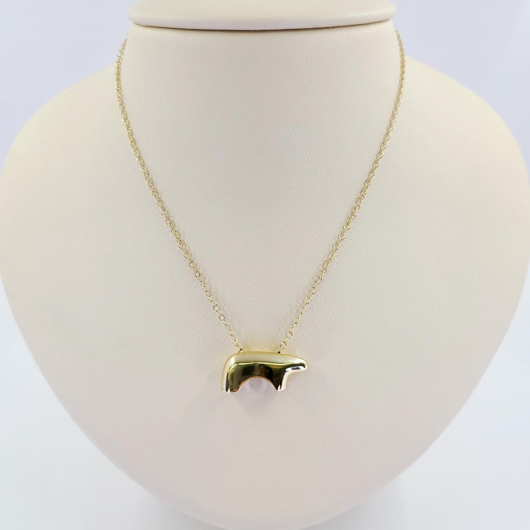 Yellow Gold Golden Bear Pendant Necklace at 1stDibs