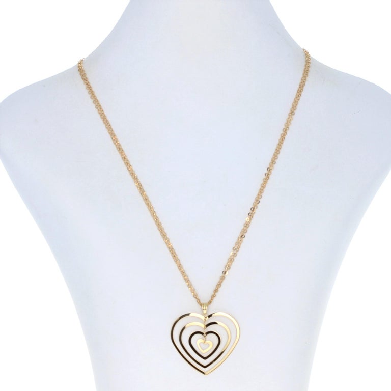 Yellow Gold Graduated Hearts Pendant Necklace, 18k Two-Strand Love Gift ...