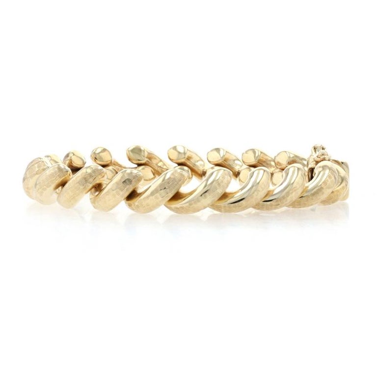 Yellow Gold Hammered San Marco Chain Bracelet, 10k Etched For Sale at ...