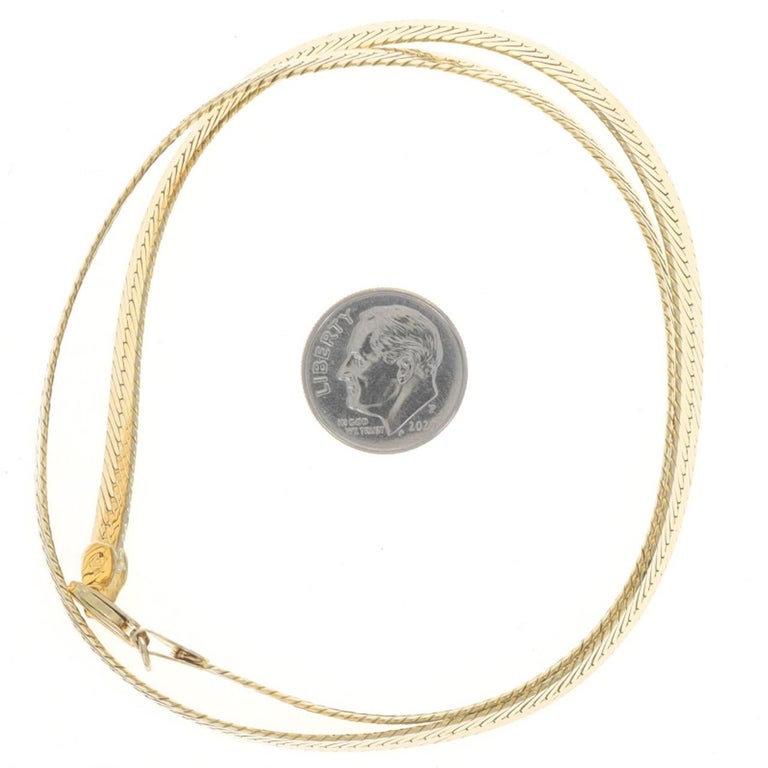 Yellow Gold Herringbone Chain Necklace 17 3/4" 14k Italy For Sale at ...