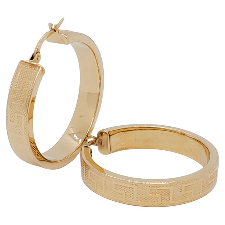 Yellow Gold Hoop Earrings in 14k Gold at 1stDibs