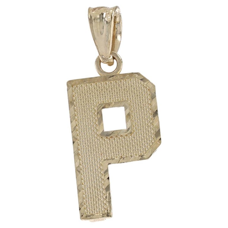 Yellow Gold Initial P Pendant 10k Monogram Letter For Sale at 1stDibs
