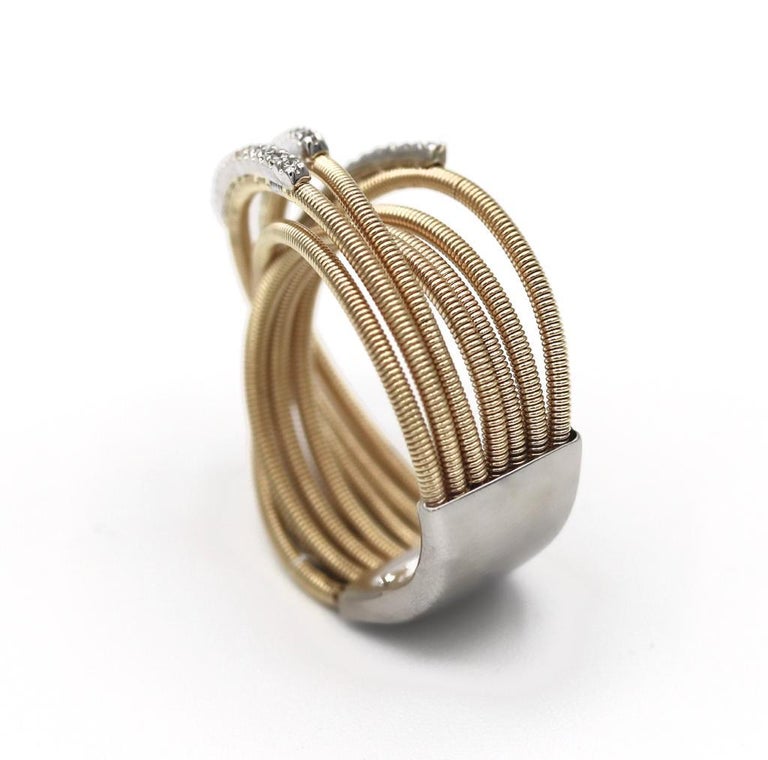 Yellow Gold Intertwine Twist Overlapping Diamond Ring For Sale at 1stDibs