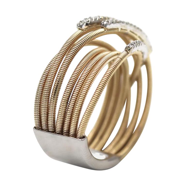 Yellow Gold Intertwine Twist Overlapping Diamond Ring For Sale at 1stDibs