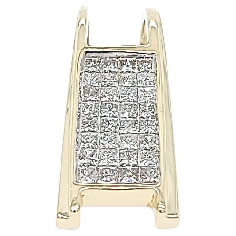 Yellow Gold Invisible Set Diamond Slide Pendant For Sale at 1stDibs