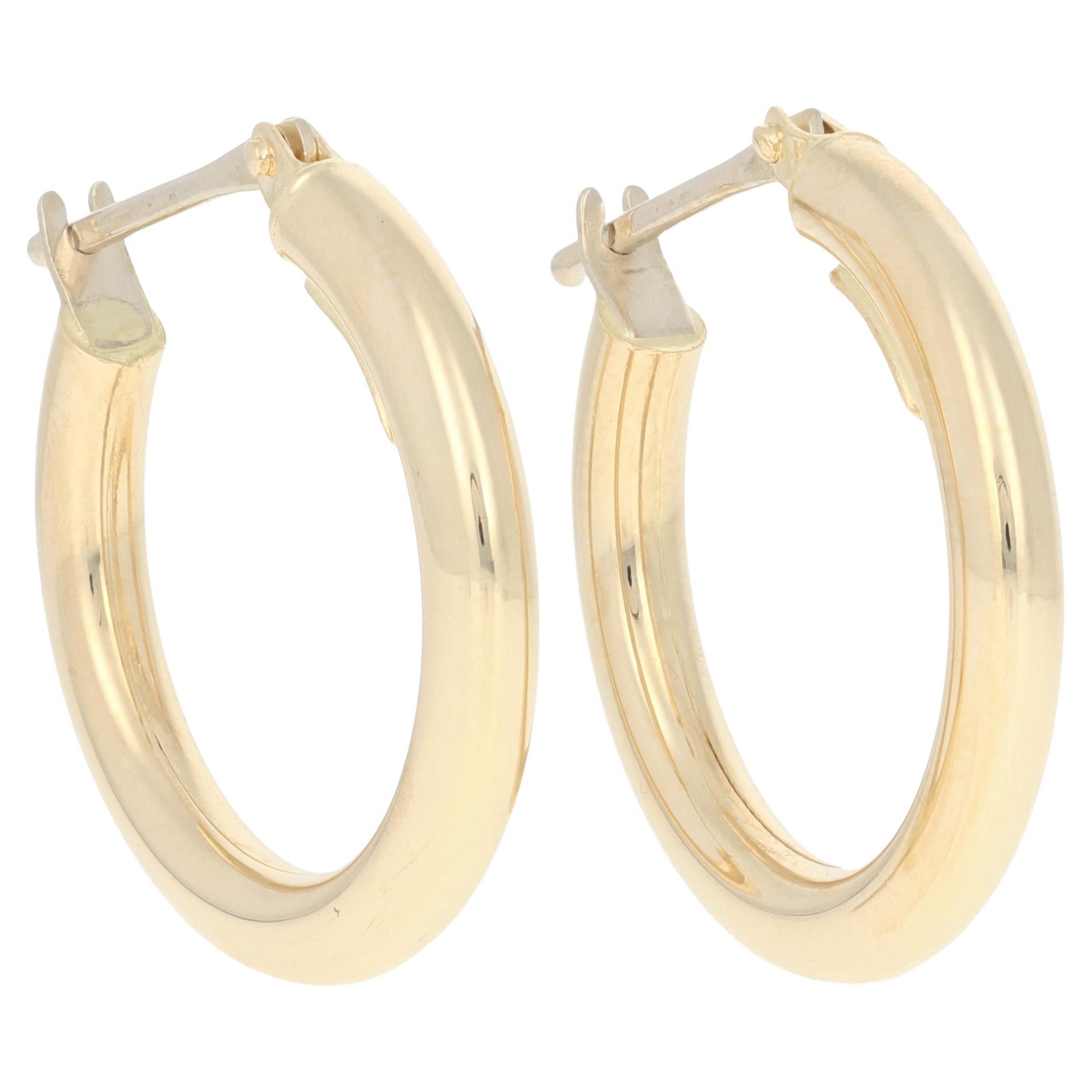 14 Karat Yellow Gold Hoop Earrings For Sale at 1stDibs