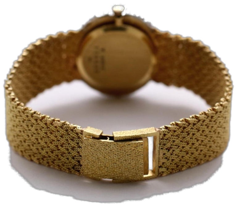 Yellow Gold Ladies Bueche Girod Watch with Oval Lapis Dial and Diamond ...