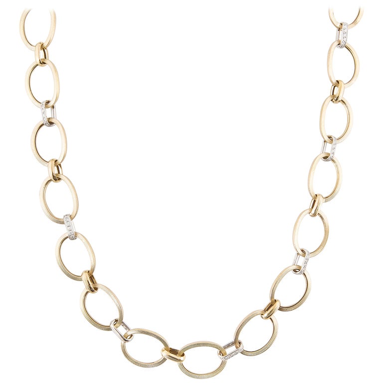 Large Link Necklace in 18K Gold with Diamonds For Sale at 1stDibs