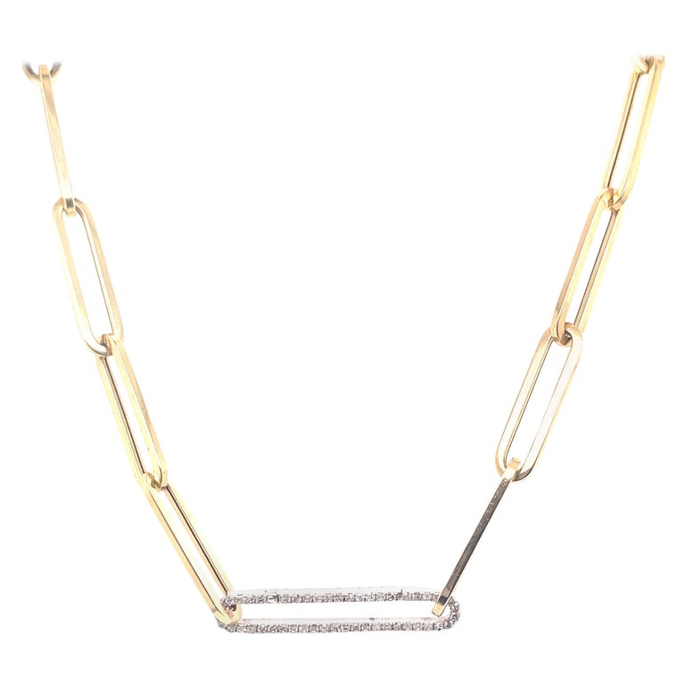 Yellow Gold Link Choker with White Gold Diamond Clasp For Sale at 1stDibs