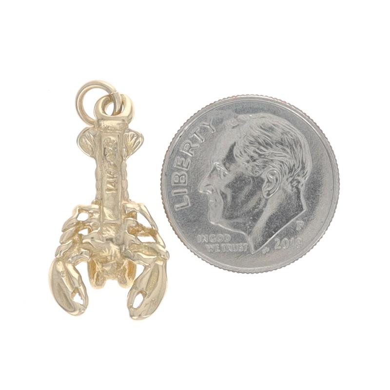 Yellow Gold Lobster Charm - 14k Crustacean Shellfish Pendant For Sale ...