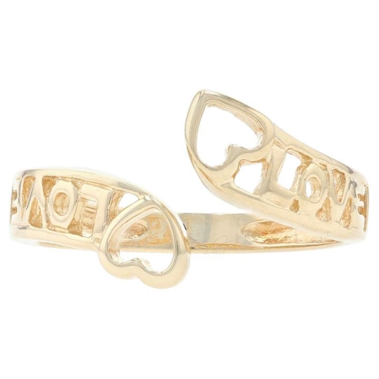 Customizable Yellow Gold Love Bypass Ring, 10k Hearts For Sale at 1stDibs