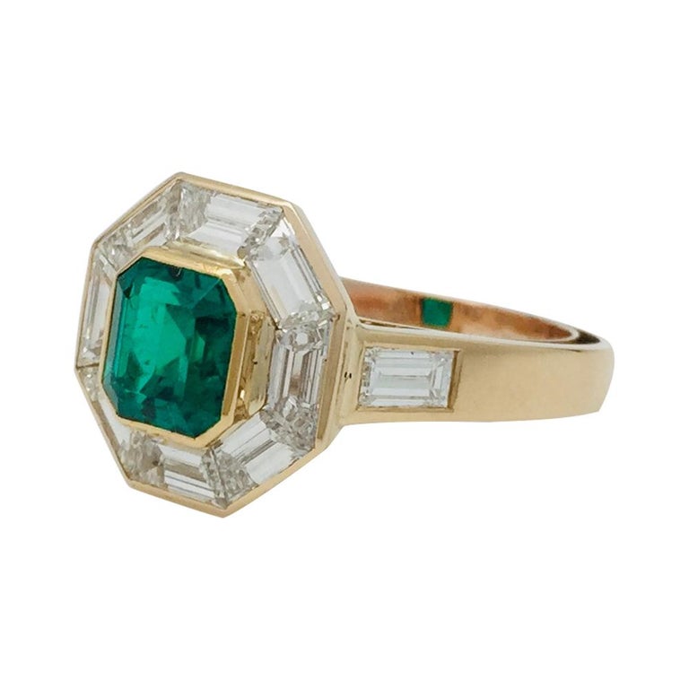 Yellow Gold Mellerio Engagement Ring, Emerald and Diamonds at 1stDibs ...
