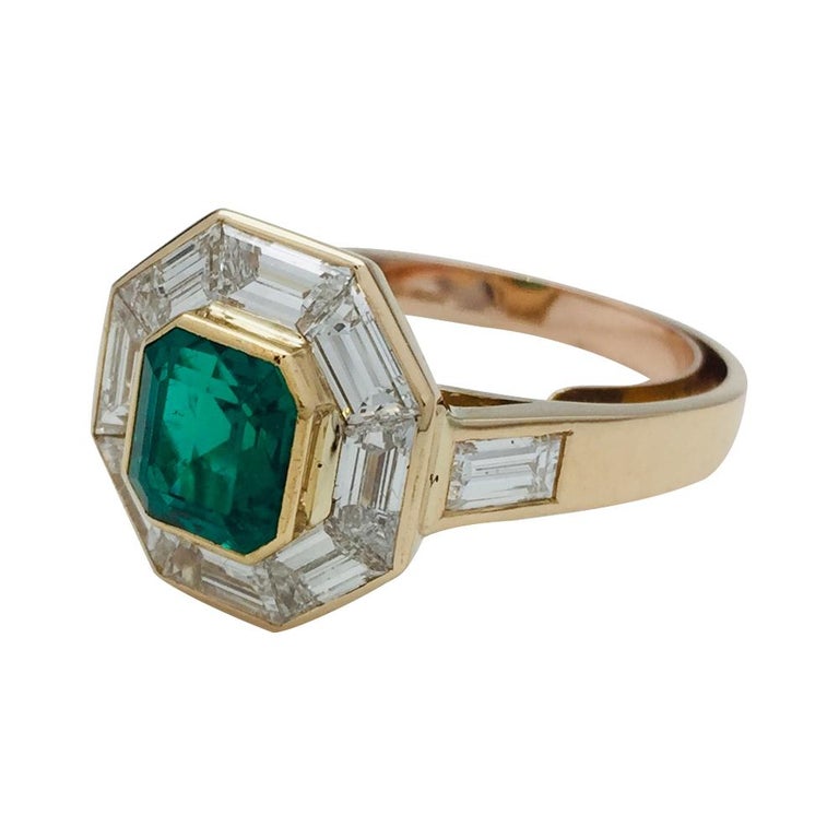 Yellow Gold Mellerio Engagement Ring, Emerald and Diamonds at 1stDibs ...