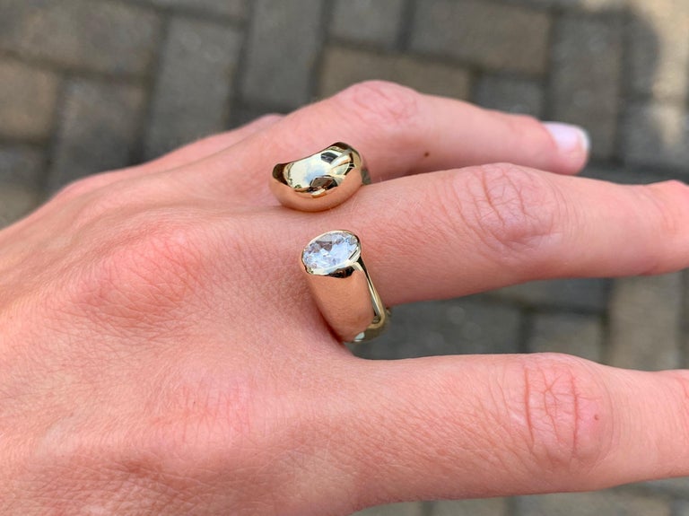 Yellow Gold Modern Solitaire Diamond Open Cuff Ring at 1stDibs | open ...