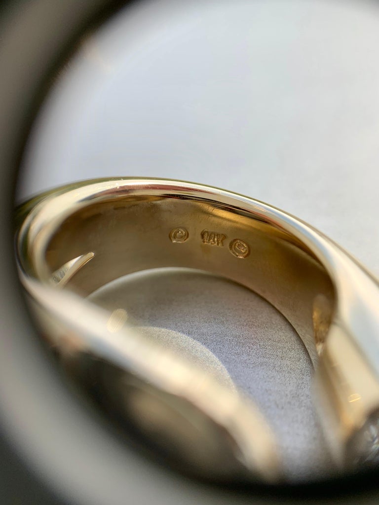 Yellow Gold Modern Solitaire Diamond Open Cuff Ring at 1stDibs | open ...