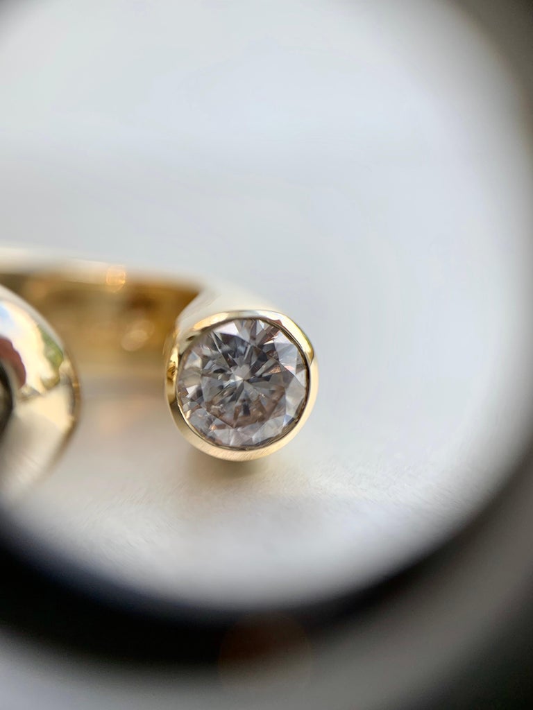 Yellow Gold Modern Solitaire Diamond Open Cuff Ring at 1stDibs | open ...