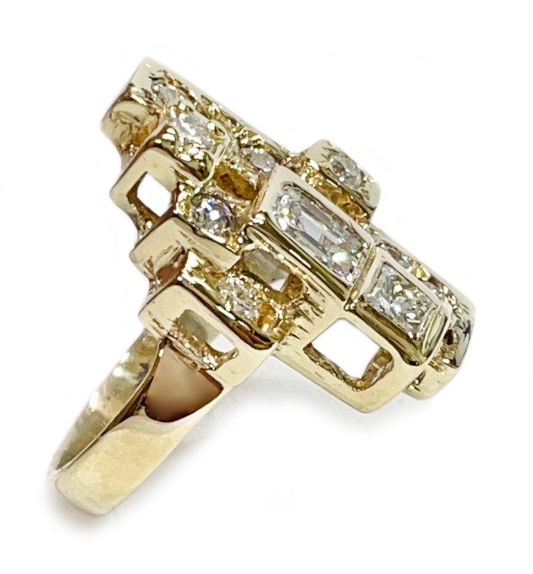 Yellow Gold Multiple Cuts Diamond Ring For Sale at 1stDibs