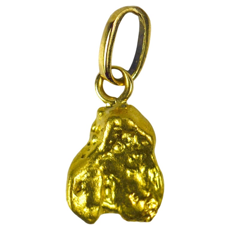 Yellow Gold Nugget Charm Pendant at 1stDibs